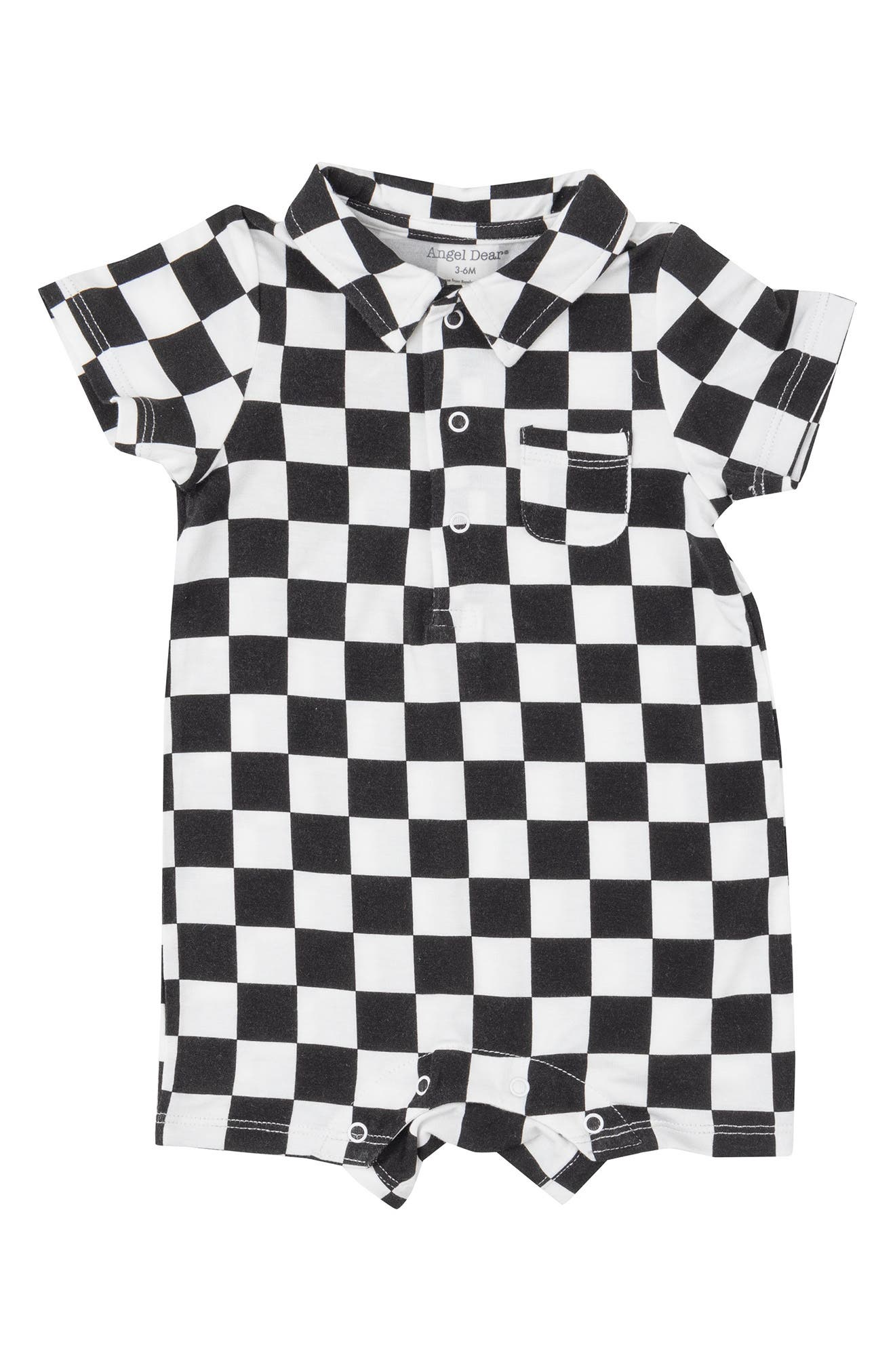 Angel Dear Checkerboard Polo Short Romper | Nordstromrack