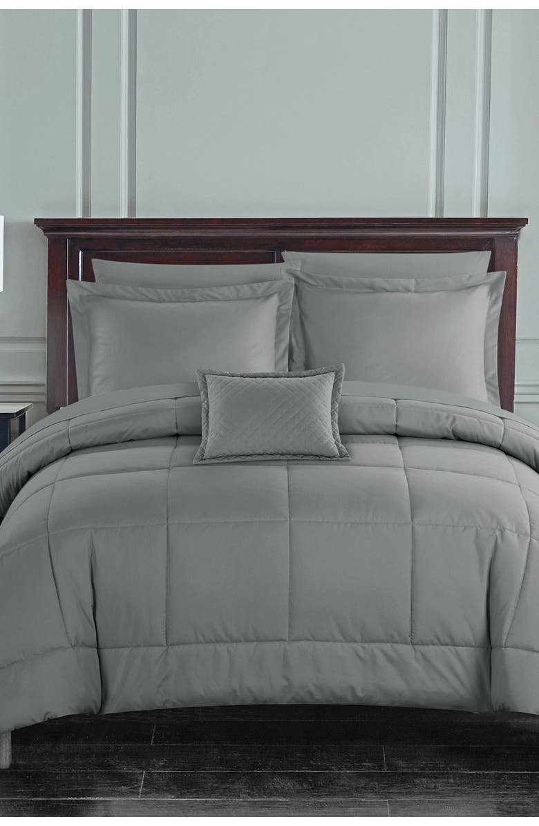 CHIC Joshuah Stitched Solid Color Design Bed in a Bag Queen Comforter ...