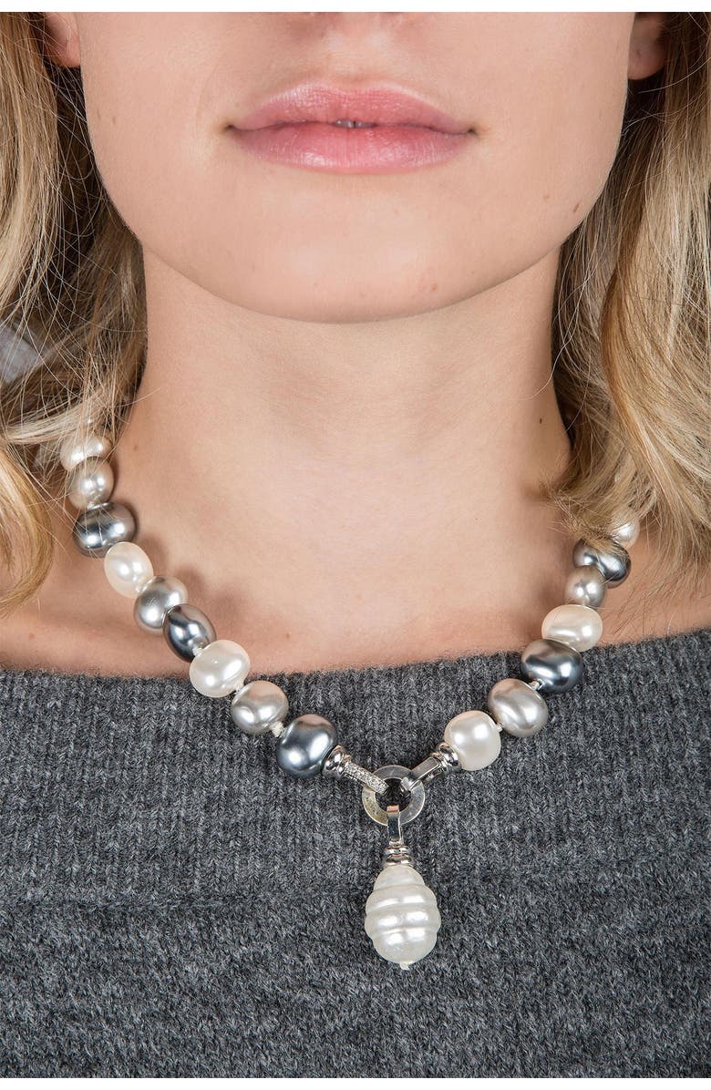 SAACHI Neapolitan Freshwater & Imitation Pearl Pendant Necklace ...