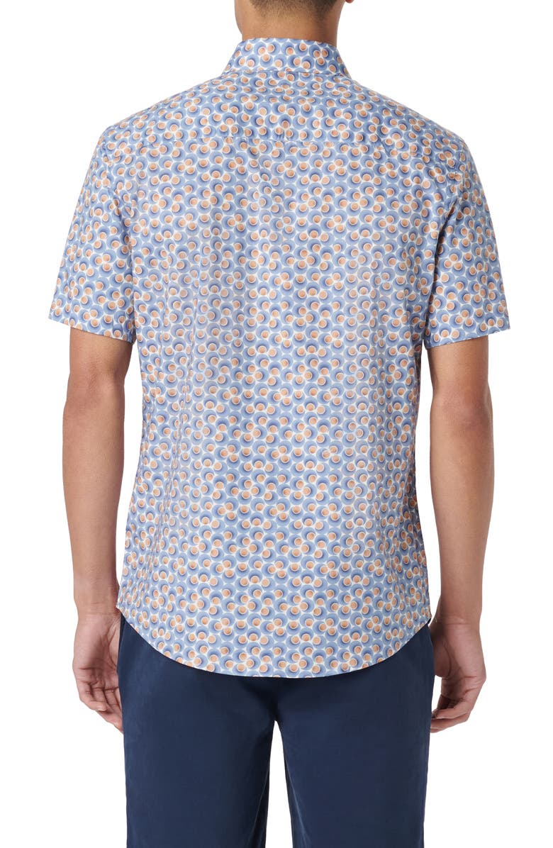 Bugatchi Orson Dot Print Short Sleeve Stretch Cotton Button-Up Shirt ...