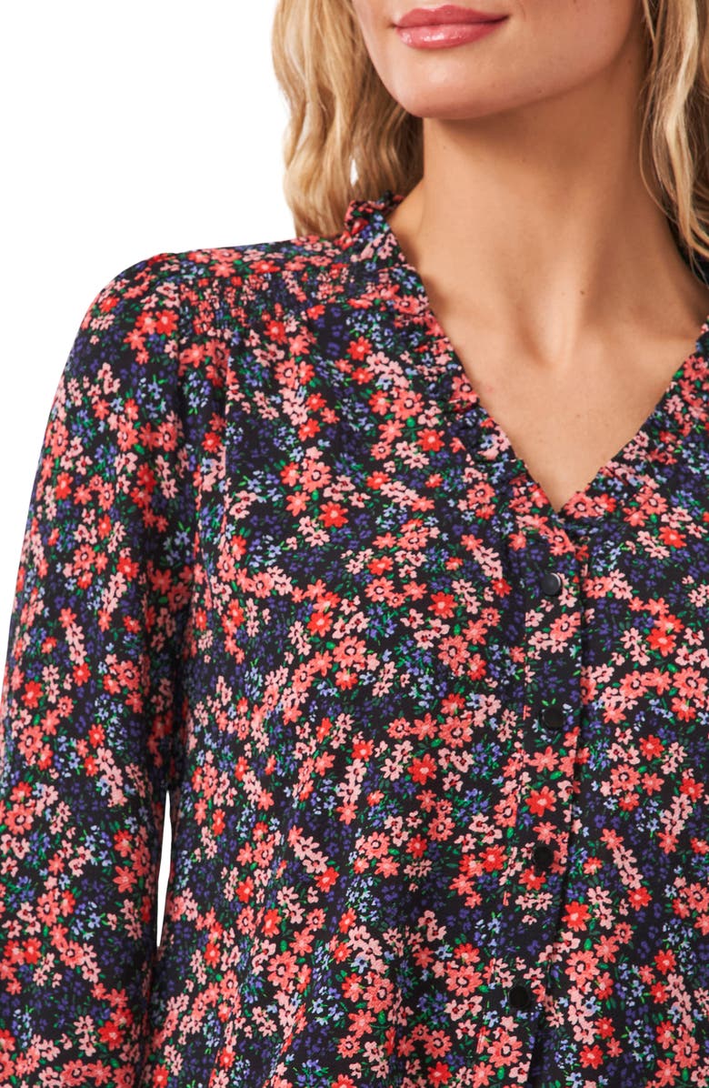CeCe Floral Print Ruffle Blouse | Nordstromrack