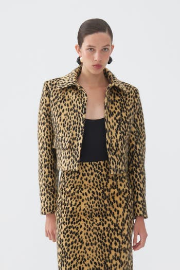 Nocturne Leopard Print Crop Jacket | Nordstrom