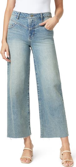 Habitual Front Yoke High Waist Raw Hem Wide Leg Jeans | Nordstrom
