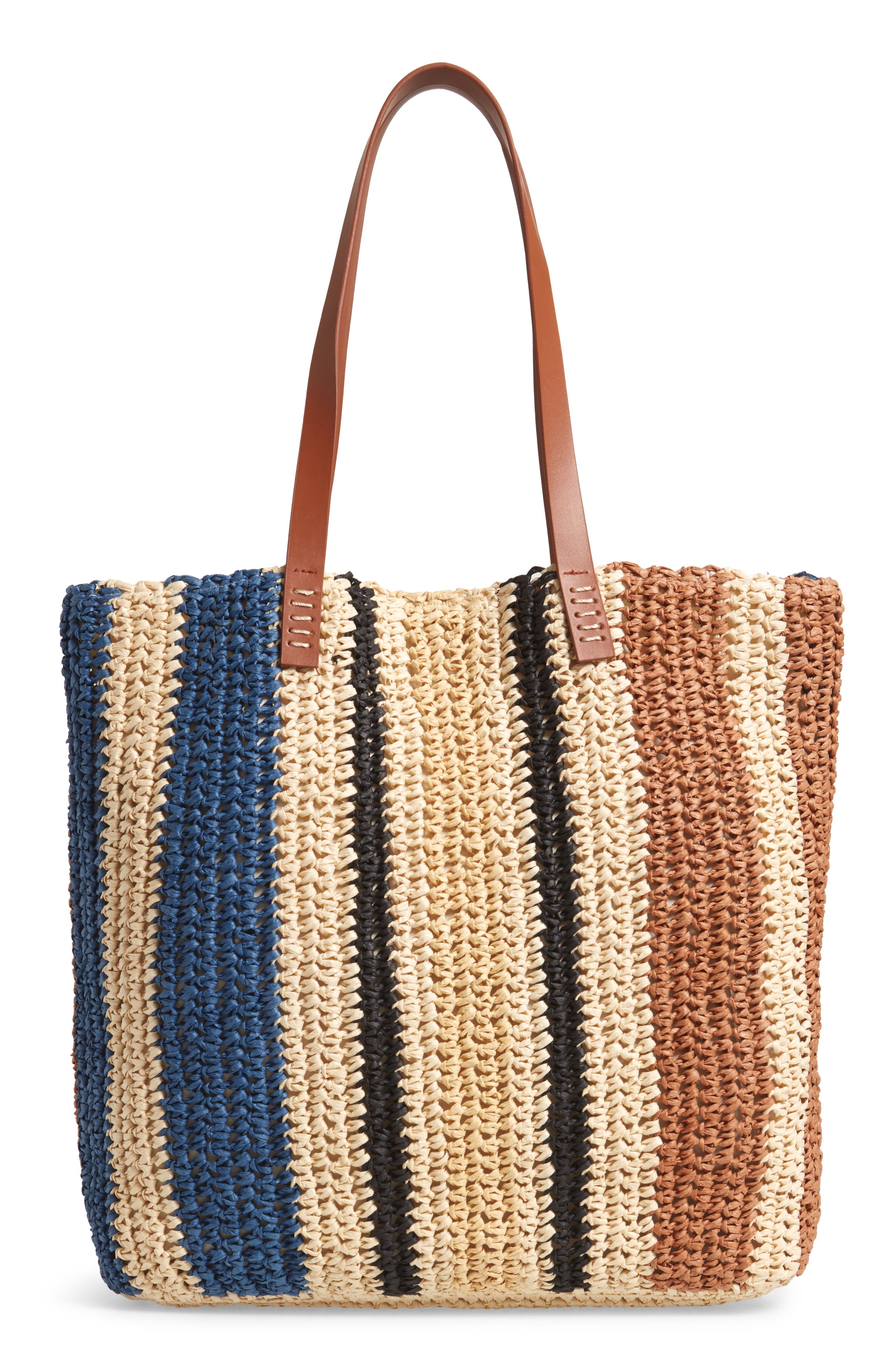 Nordstrom Stripe North/South Raffia Tote | Nordstrom