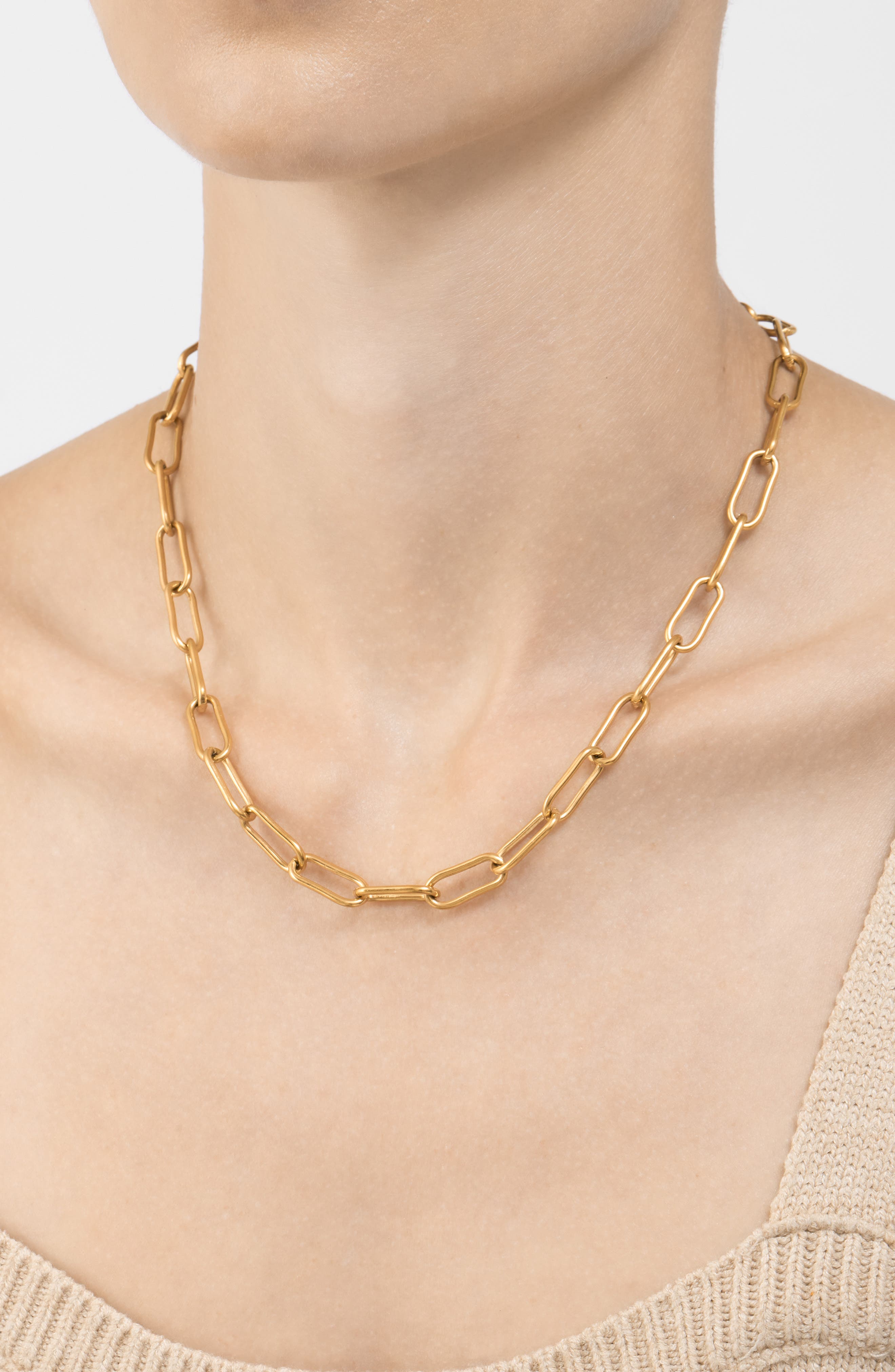 Adornia 14K Gold Plated Water Resistant Paper Clip Chain Necklace ...
