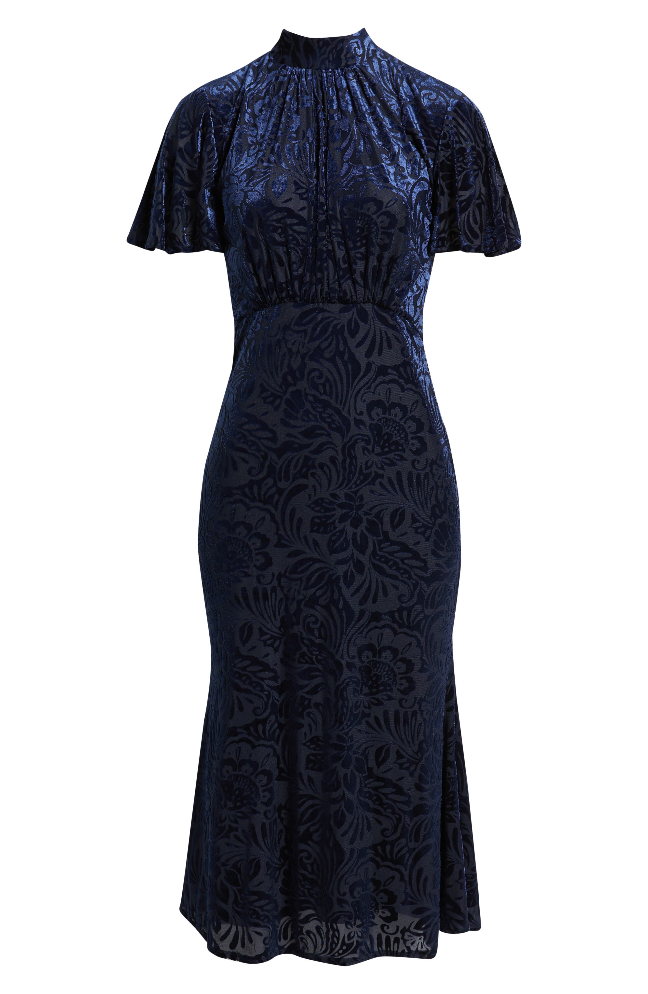 Julia Jordan Velvet Burnout Short Sleeve Midi Dress | Nordstromrack