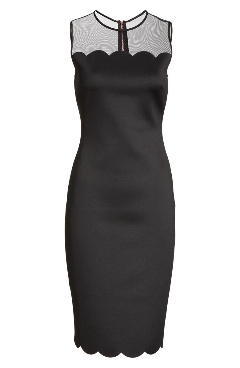 Ted Baker London Scalloped Mesh Yoke Body-Con Dress | Nordstromrack