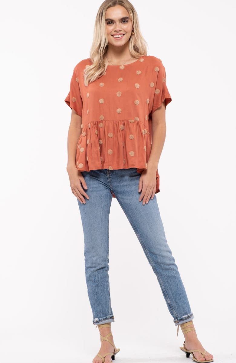 Blu Pepper Dot Print Pepum Top | Nordstromrack