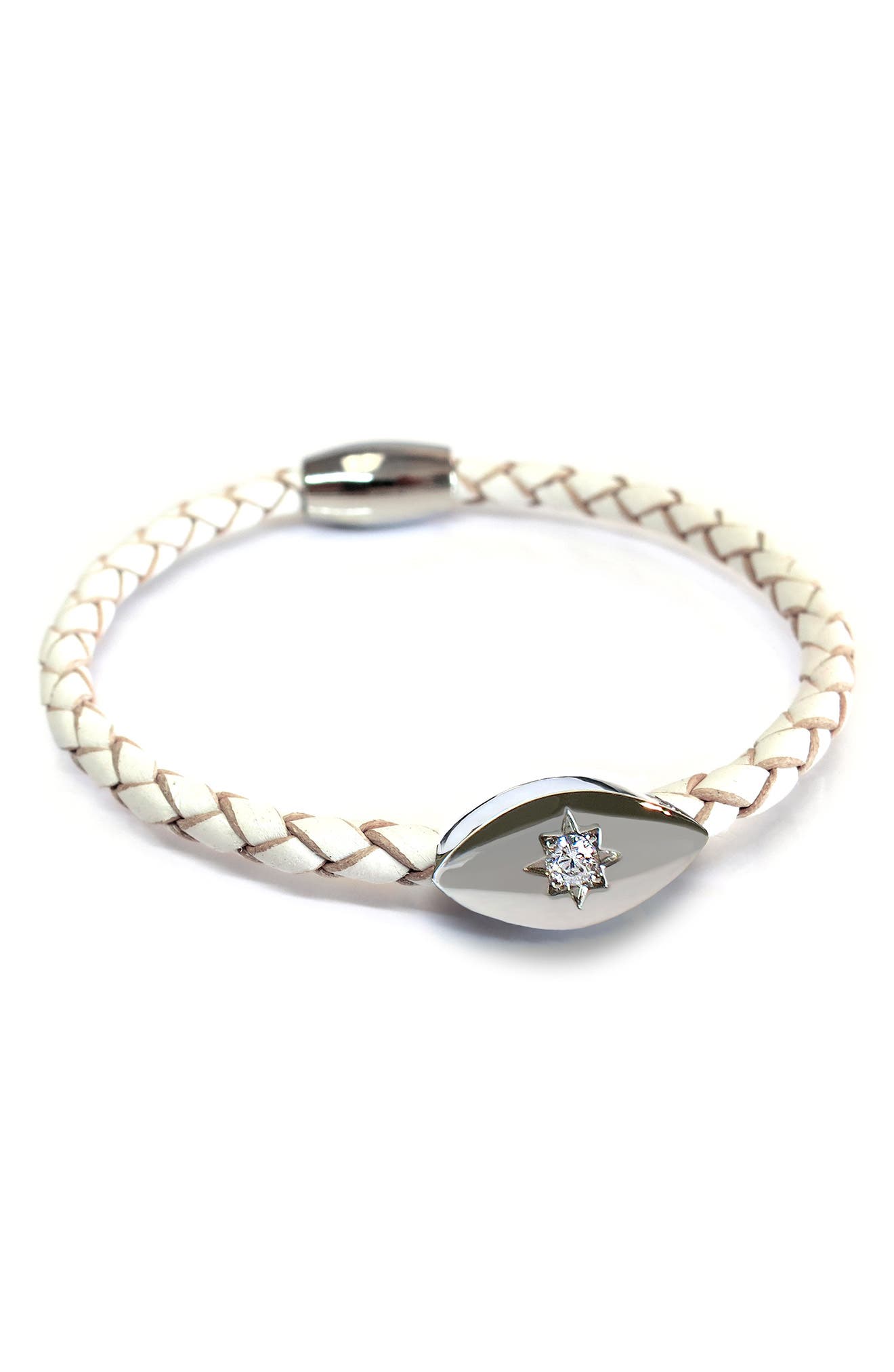 Liza Schwartz Lisa Schwartz Silver Plated CZ Evil Eye Braided Leather ...