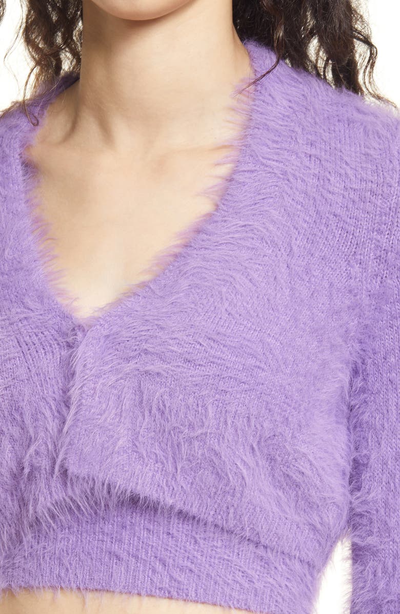 VERO MODA Poilu Open Front Shaggy Crop Chenille Cardigan | Nordstrom