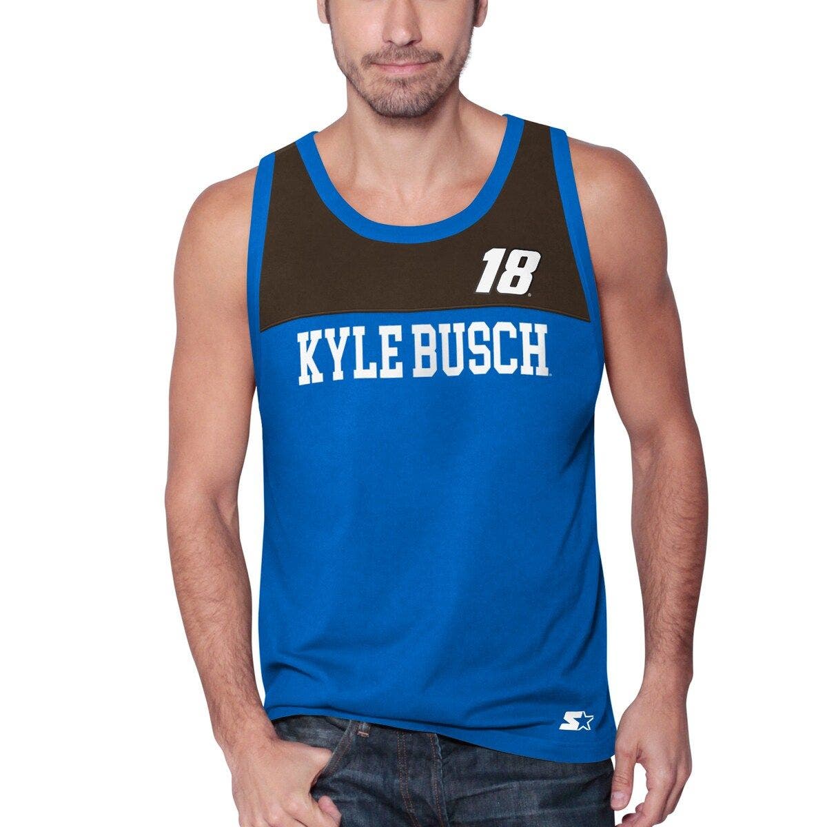 STARTER Men's Starter Royal/Brown Kyle Busch Finish Line Tank Top ...