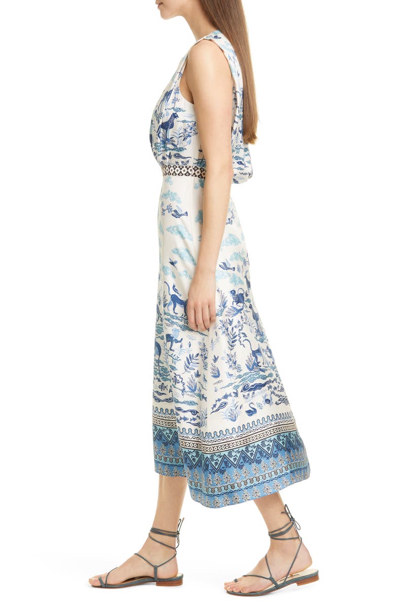 SALONI Fleur Print Split Back Silk Dress | Nordstrom