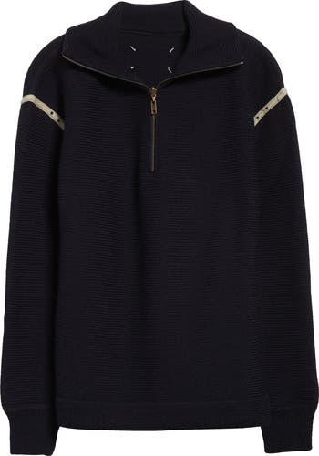 Maison Margiela Elbow Patch Half Zip Wool Pullover | Nordstrom Maison Margiela Elbow Patch Half Zip Wool Pullover | Nordstrom