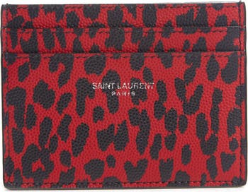 Saint Laurent Leopard Print Leather Card Case | Nordstrom