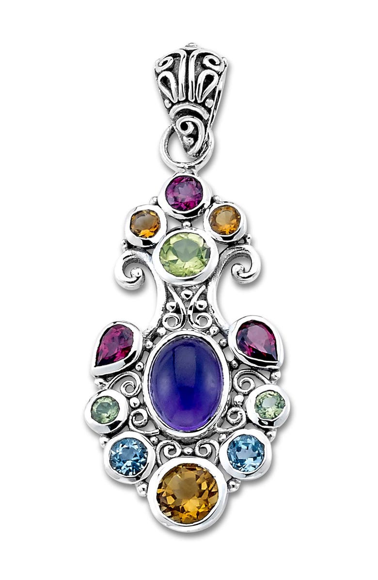 SAMUEL B. Sterling Silver Bezel Set Multi Gemstone Pendant | Nordstromrack