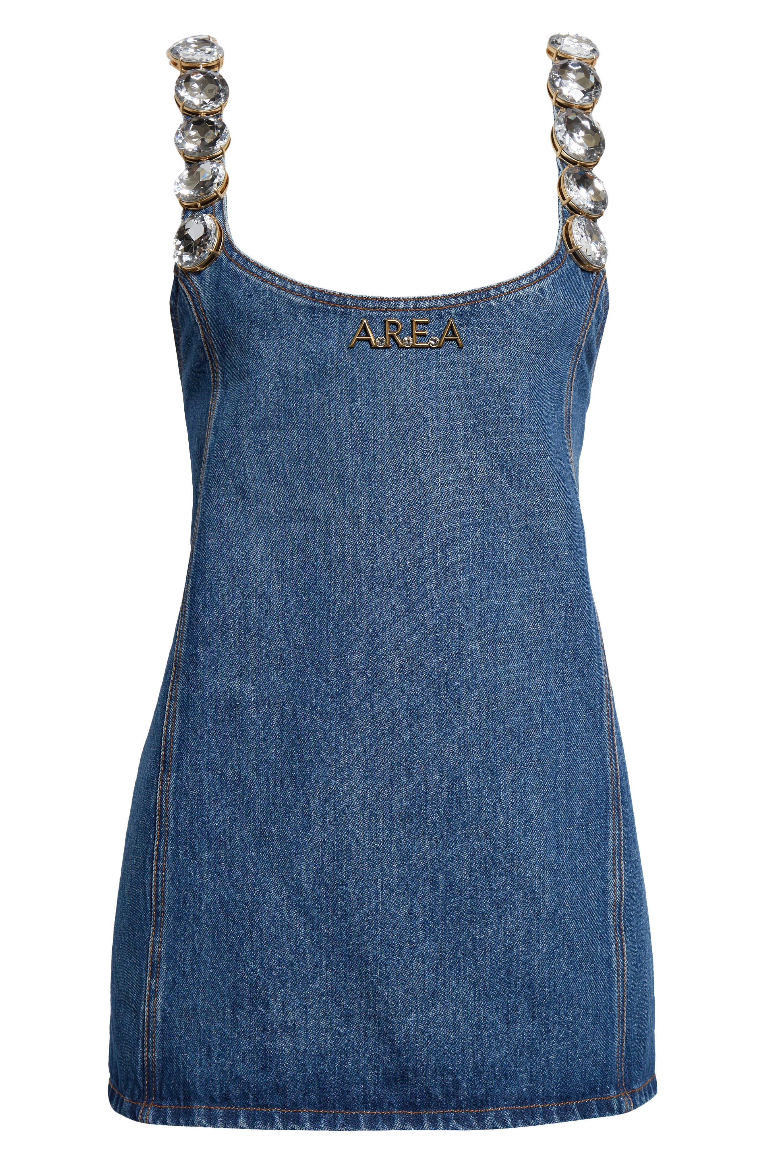 Area Jumbo Crystal Denim Minidress | Nordstrom