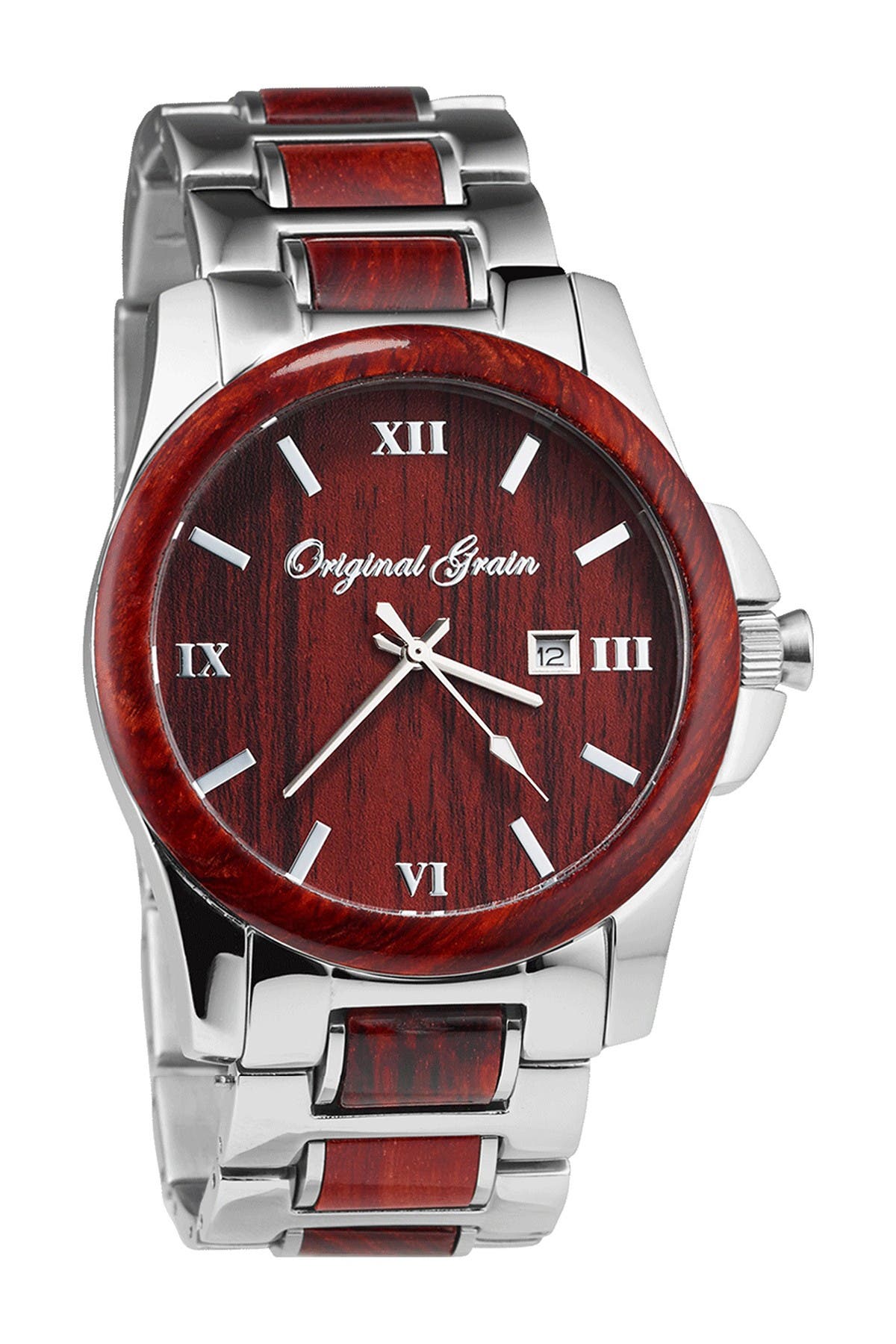 Original Grain Rosewood Chrome Classic Watch, 43mm | Nordstromrack