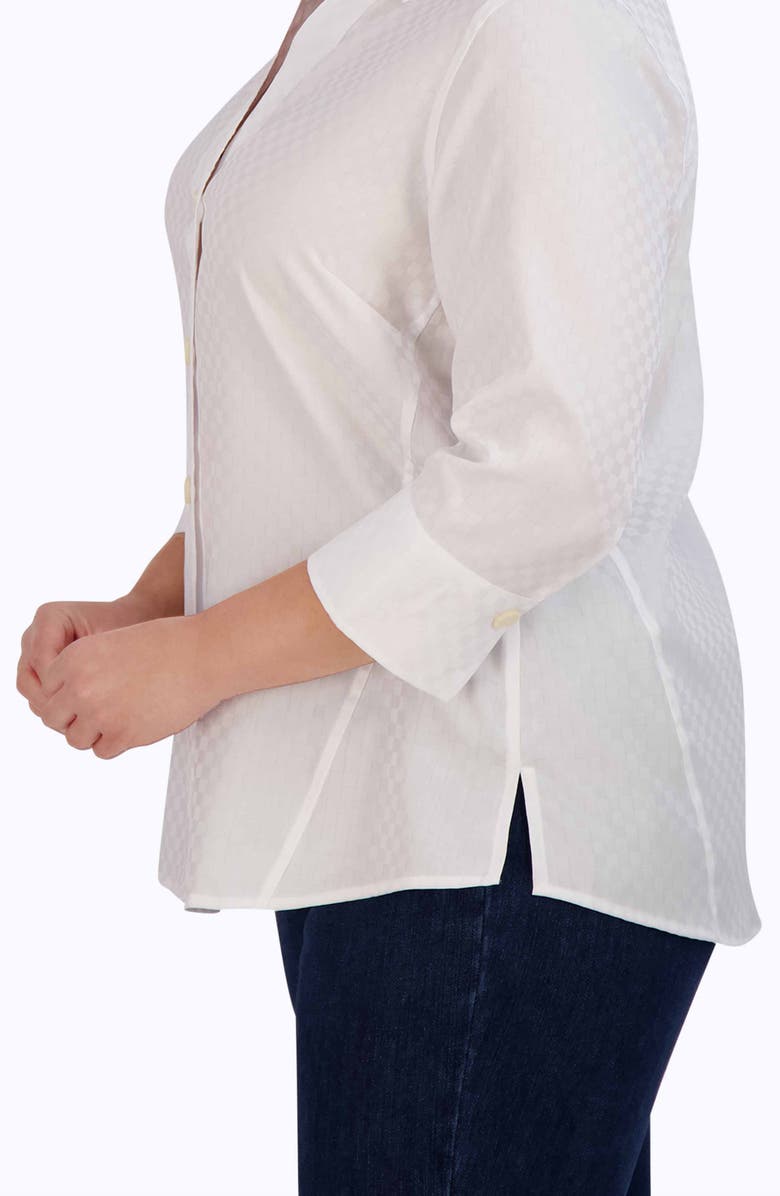Foxcroft Paityn Check Jaquard Non-Iron Cotton Shirt | Nordstromrack