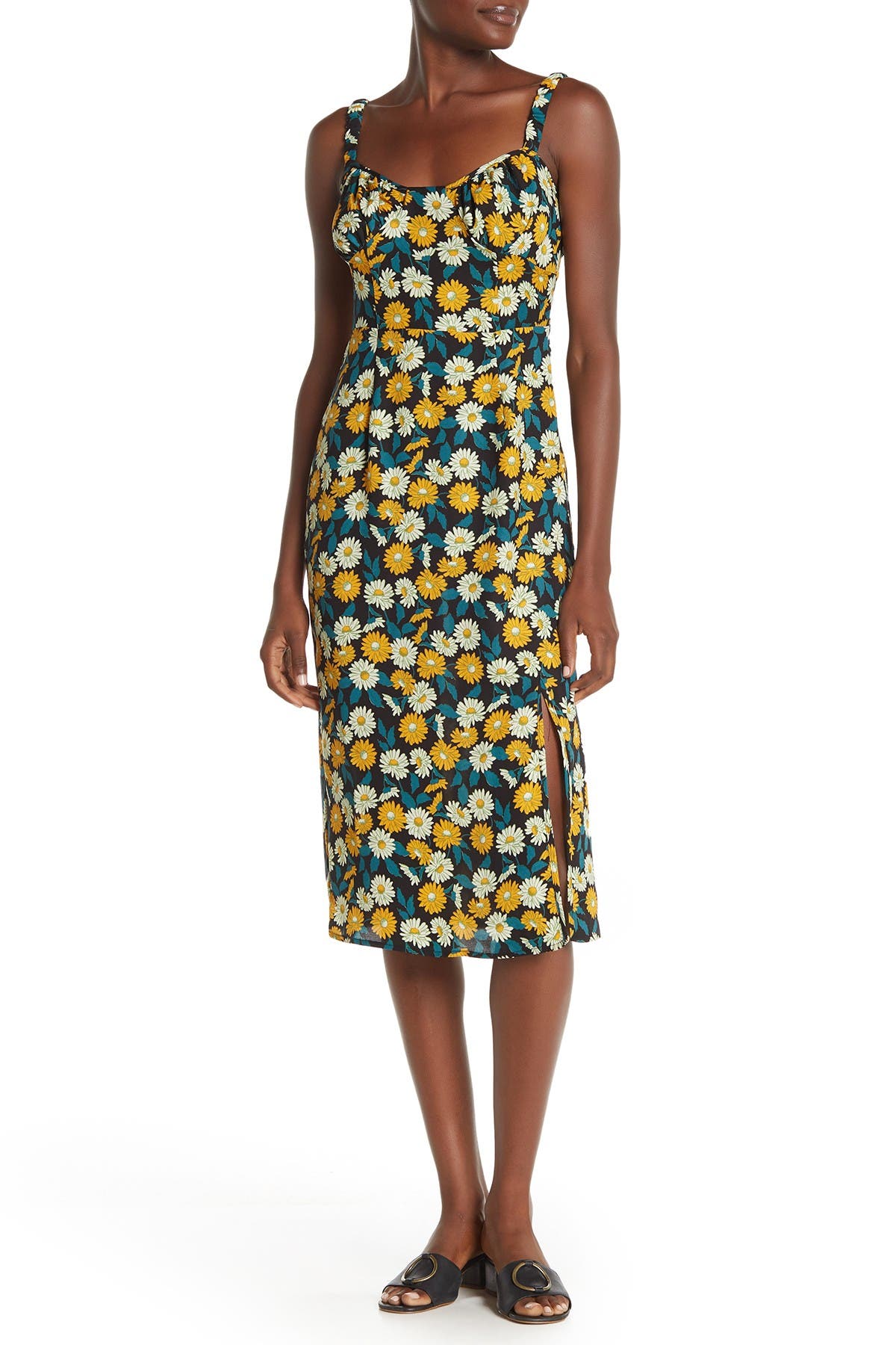 MELLODAY Floral Bustier Midi Dress | Nordstromrack