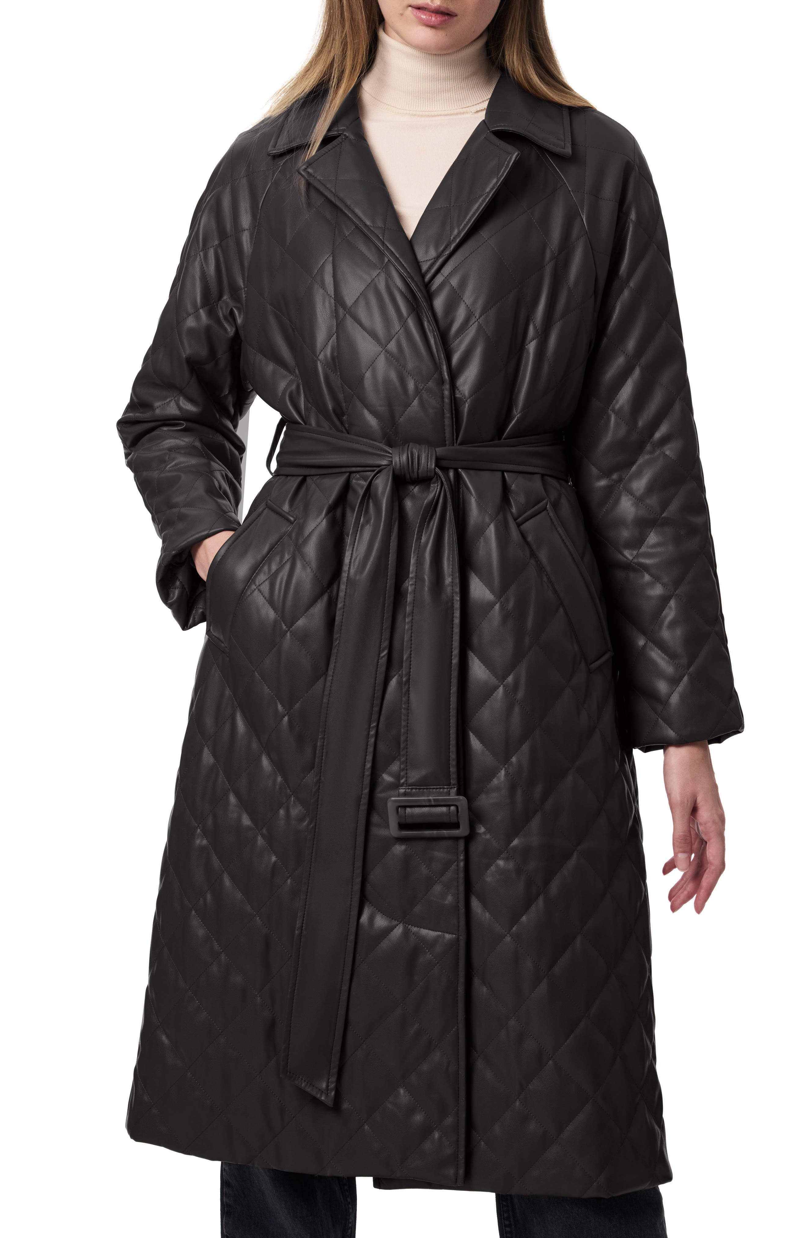 Bernardo Quilted Faux Leather Trench Coat | Nordstromrack