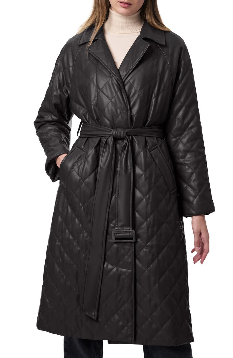 Bernardo Quilted Faux Leather Trench Coat | Nordstromrack
