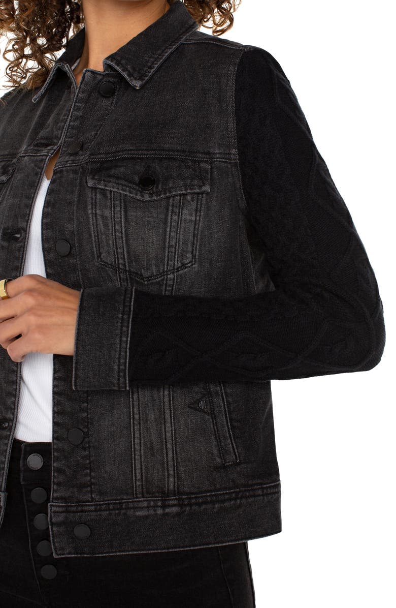 Liverpool Denim Jacket with Knit Sleeves | Nordstrom