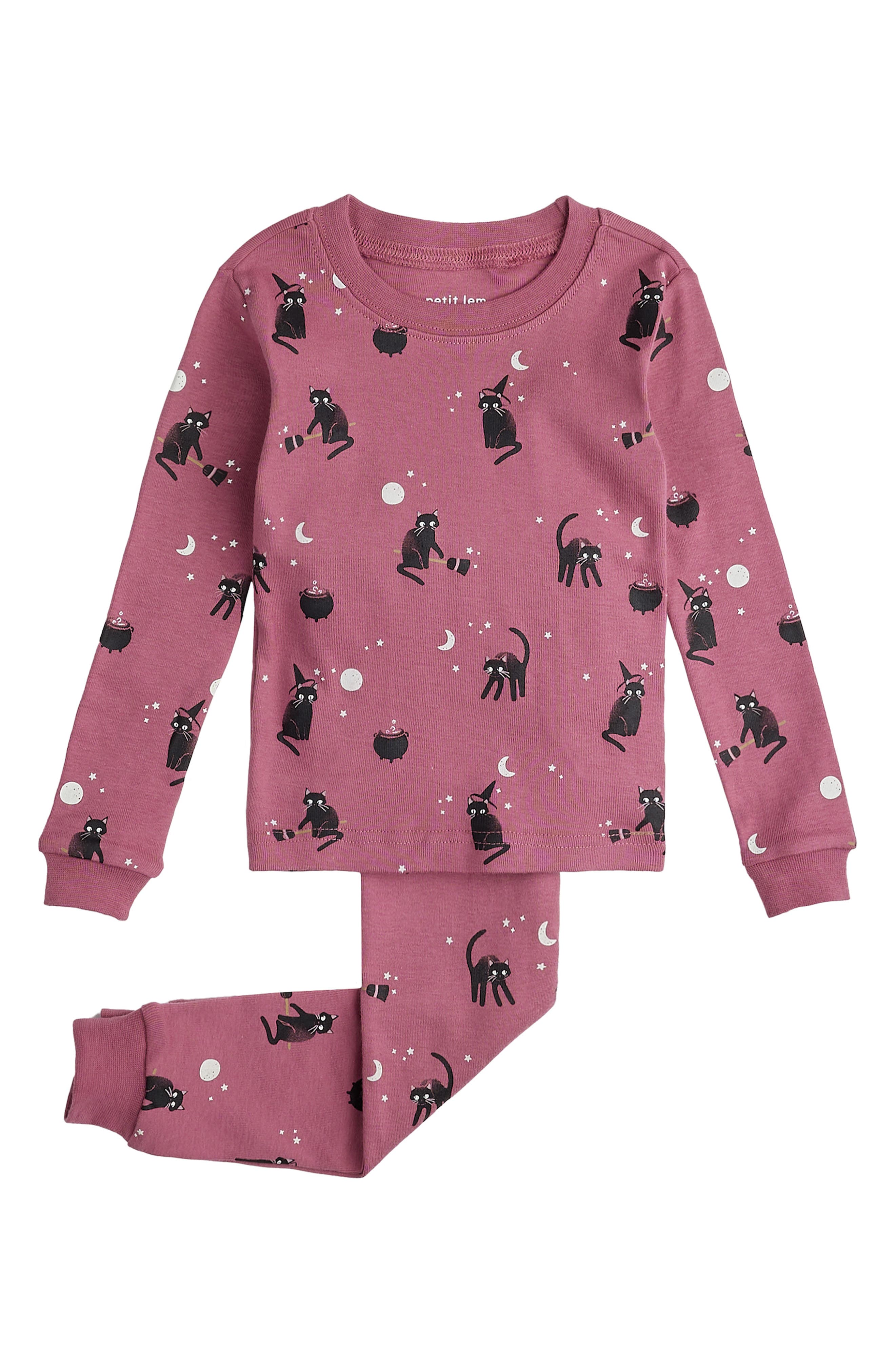 FIRSTS by Petit Lem Halloween Cats Glow in the Dark Fitted Two-Piece ...