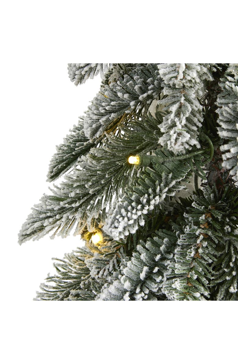 NEARLY NATURAL 3.5ft. Flocked Washington Alpine Christmas Tree with 50 ...