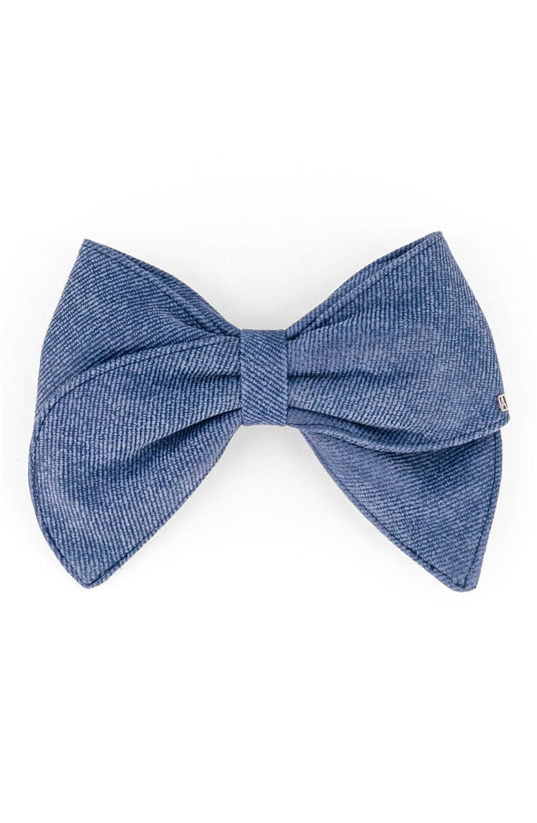 Alexandre de Paris Denim leather bow barette | Nordstrom