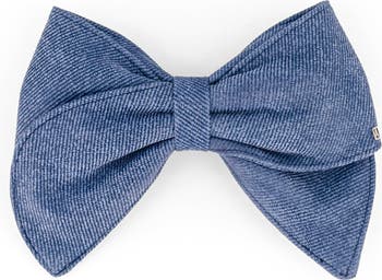 Alexandre de Paris Denim leather bow barette | Nordstrom
