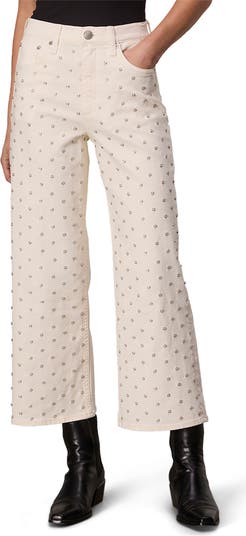rag & bone Andi Imitation Pearl Studded High Waist Ankle Wide Leg Jeans ...