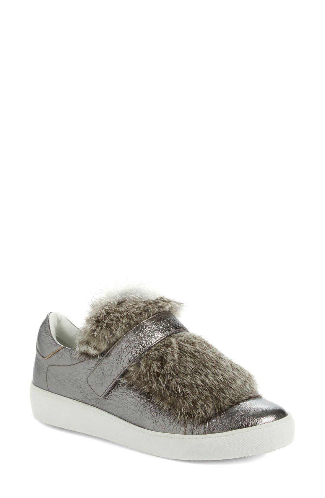 Moncler 'Lucie Scarpa' Genuine Rabbit Fur Trim Sneaker (Women) | Nordstrom
