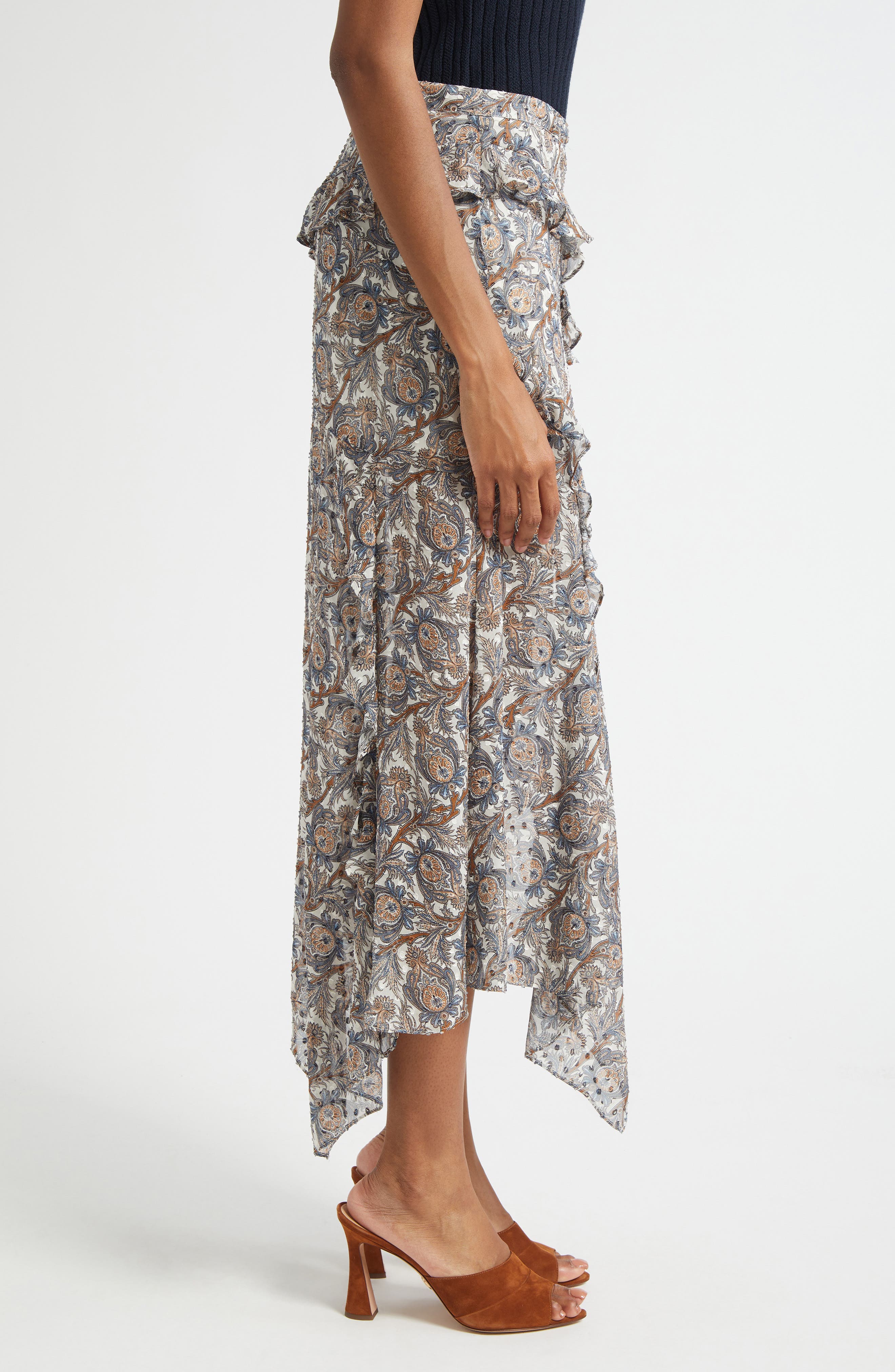 Veronica Beard Eleonora Paisley Silk Blend Asymmetric Skirt | Nordstromrack
