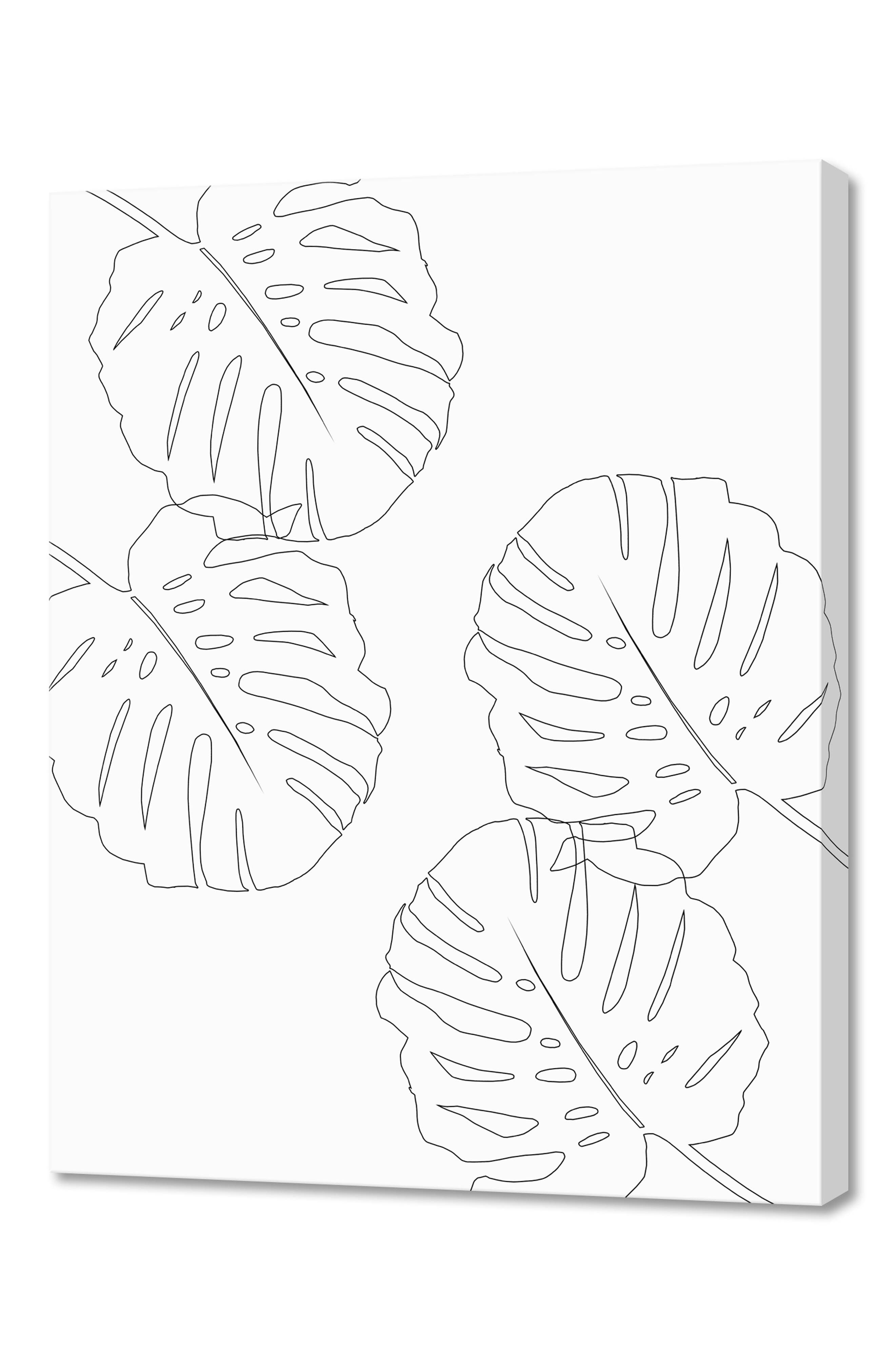 CURIOOS Monstera Leaves Finesse Line Art Canvas Print | Nordstromrack
