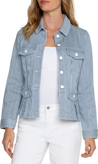 Liverpool Los Angeles Stripe Peplum Jacket | Nordstrom
