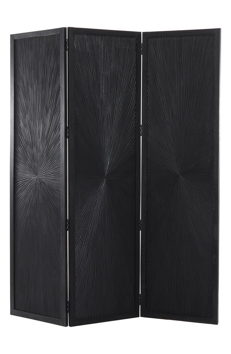 VIVIAN LUNE HOME Black Mango Wood Contemporary Room Divider Screen with ...