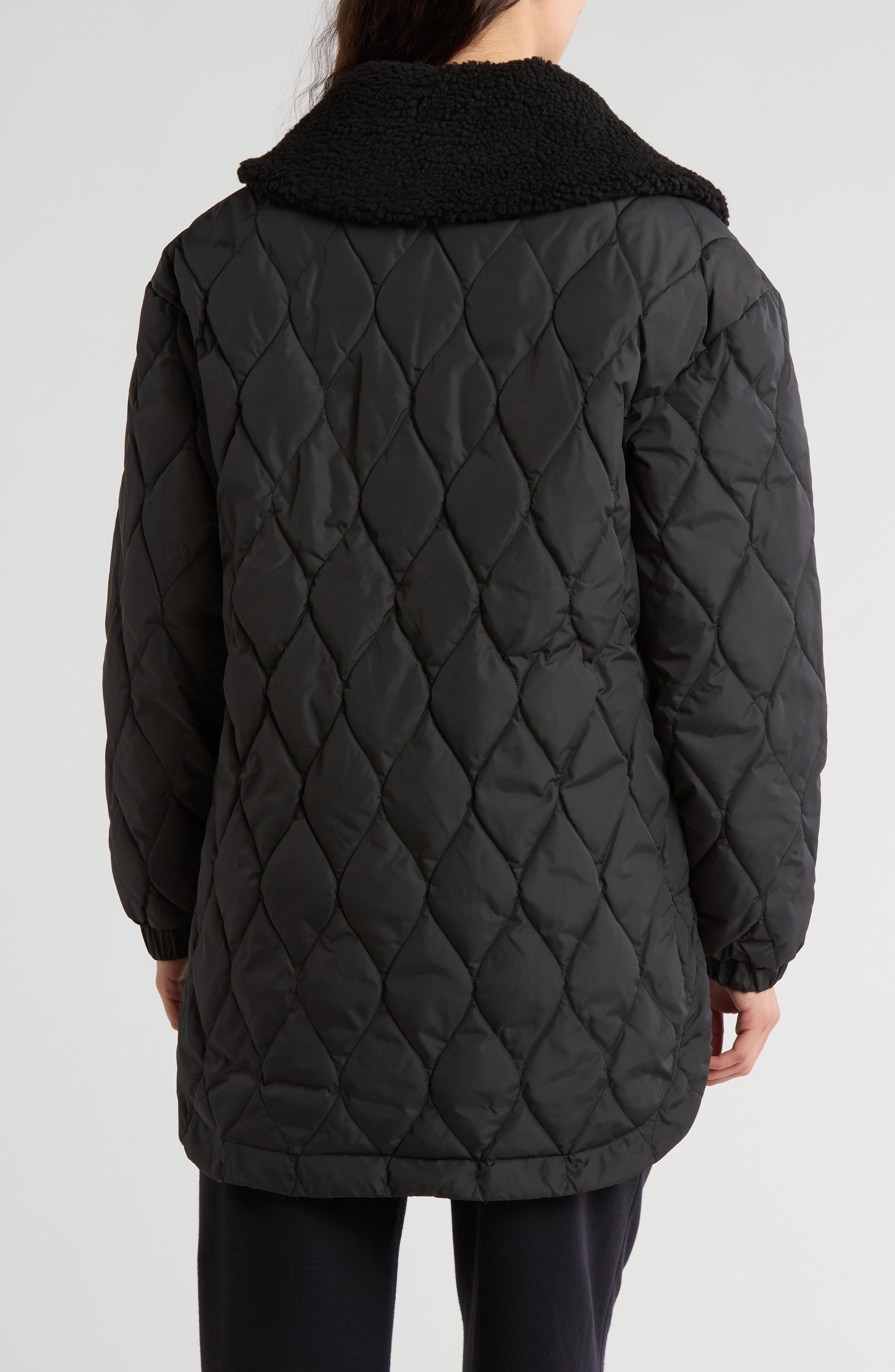 Spiritual Gangster Ivy Diamond Quilted Jacket with Faux Shearling Trim ...