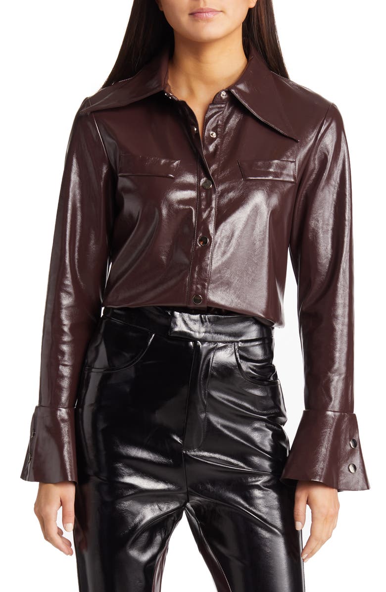 Amy Lynn High Shine Faux Leather Shirt Jacket | Nordstrom