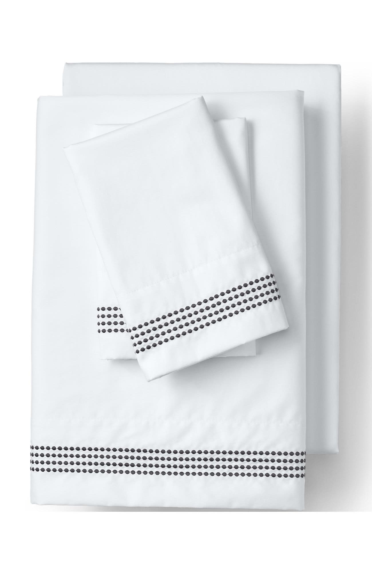 Lands' End Supima Cotton No Iron Sateen Embroidered Pillowcases - 400 ...
