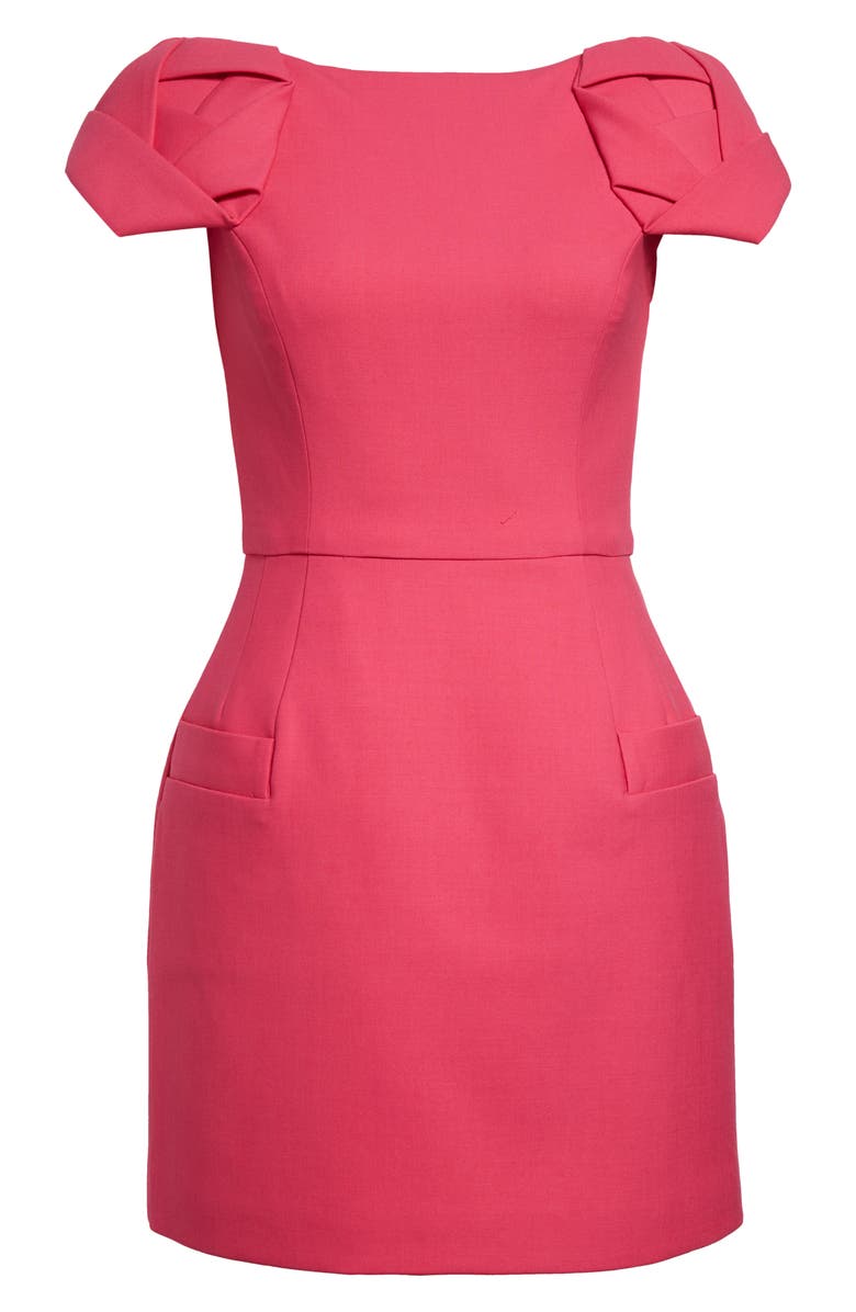 Oscar de la Renta Tulip Sleeve Double Face Stretch Wool Cocktail Dress ...