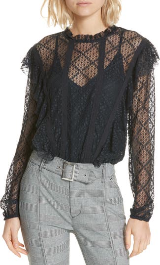 Free People Goldie Long Sleeve Lace Bodysuit Nordstrom