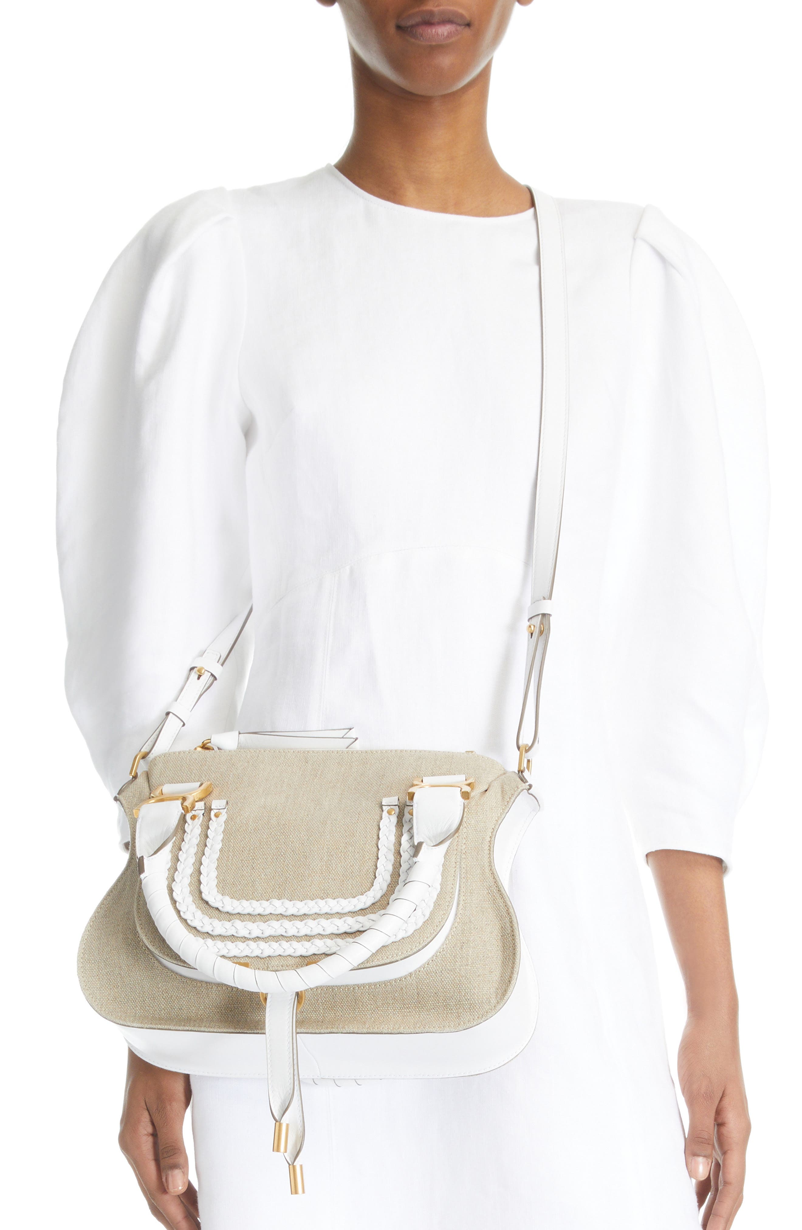 Chloé Small Marcie Linen & Leather Satchel | Nordstromrack