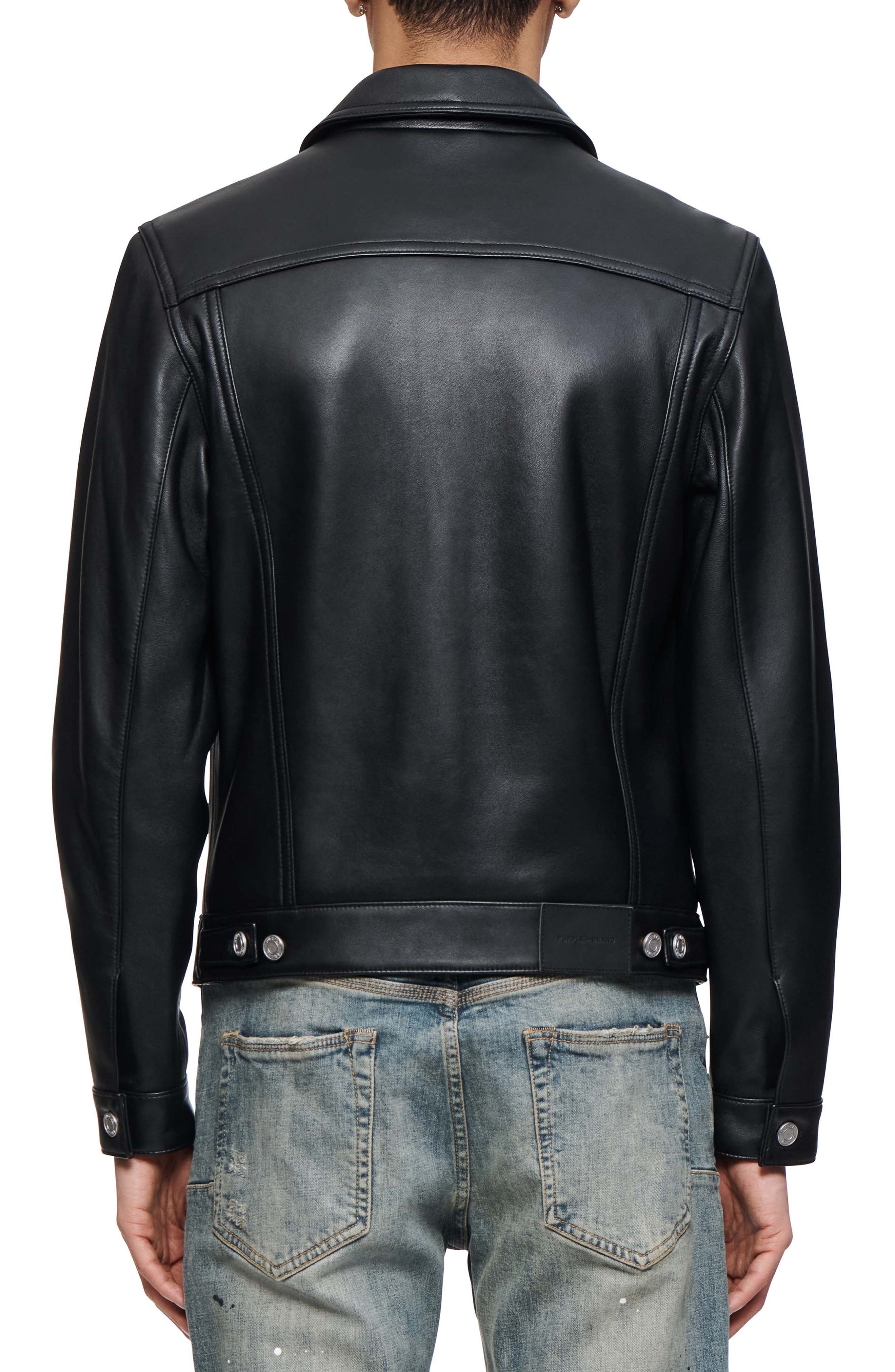 PURPLE BRAND Leather Trucker Jacket | Nordstrom