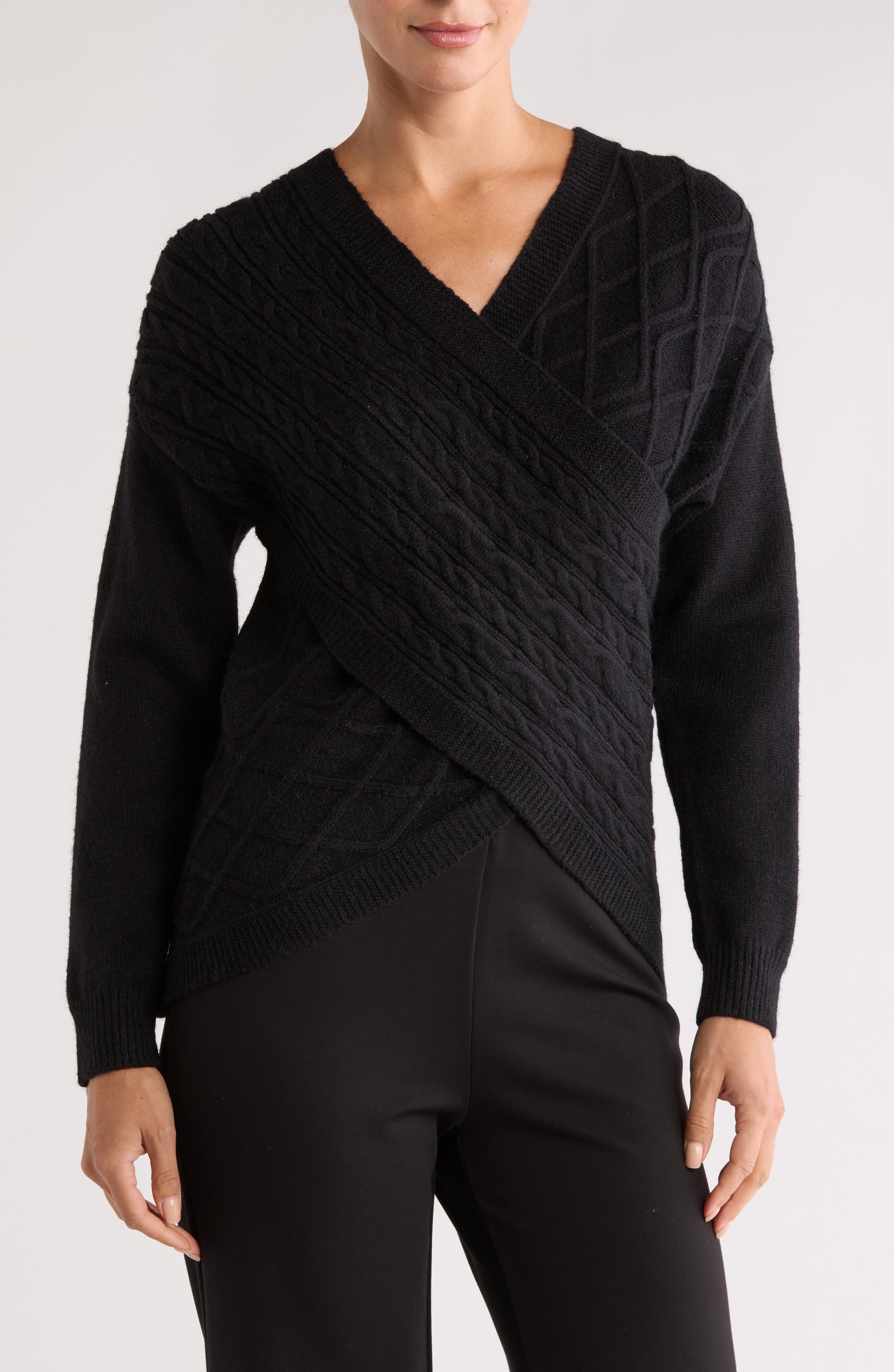 PATRIZIA LUCA Crossover Cable Knit Sweater | Nordstromrack