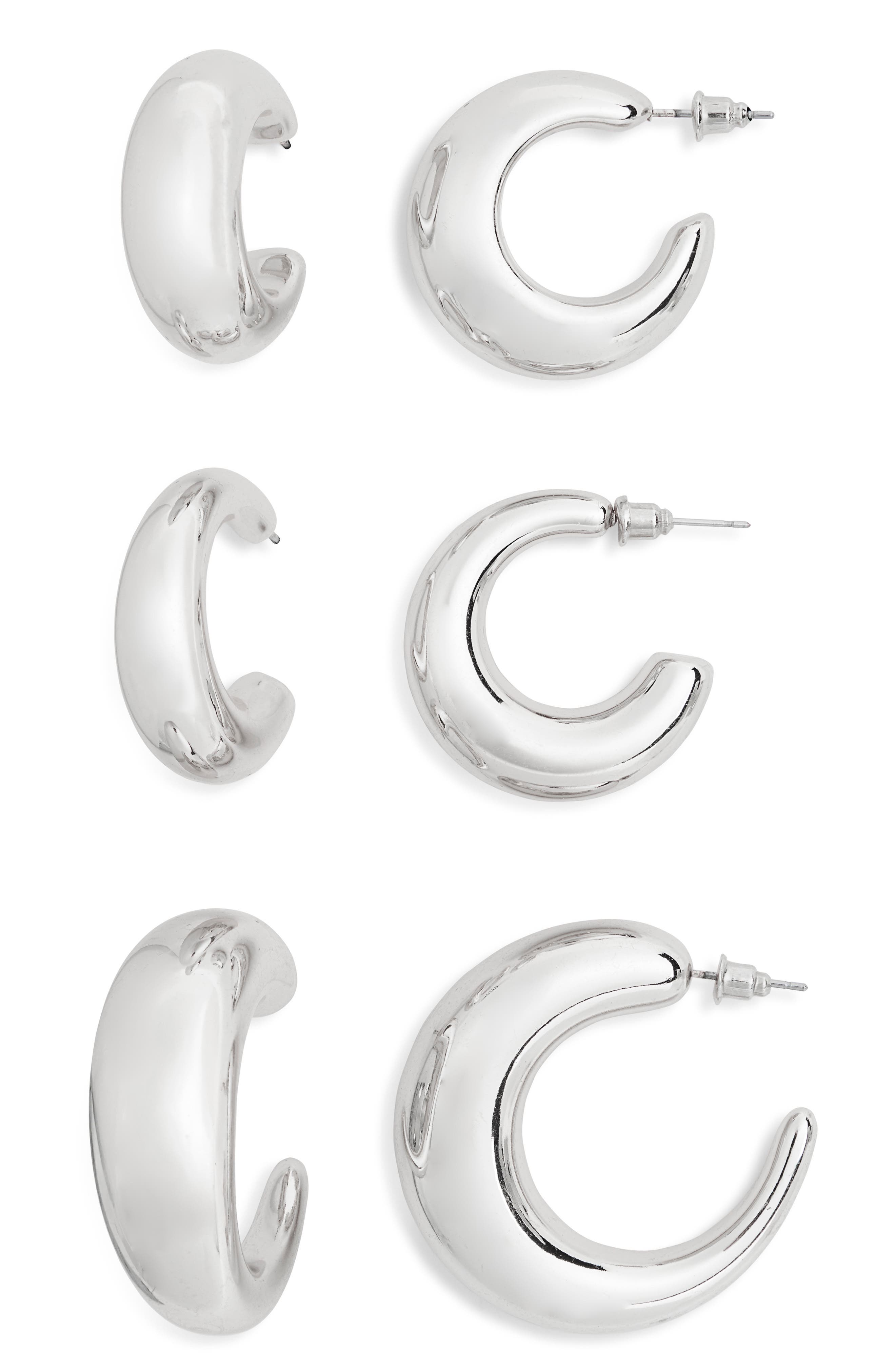 NORDSTROM RACK 3-Pack Chunky Hoop Earrings | Nordstromrack