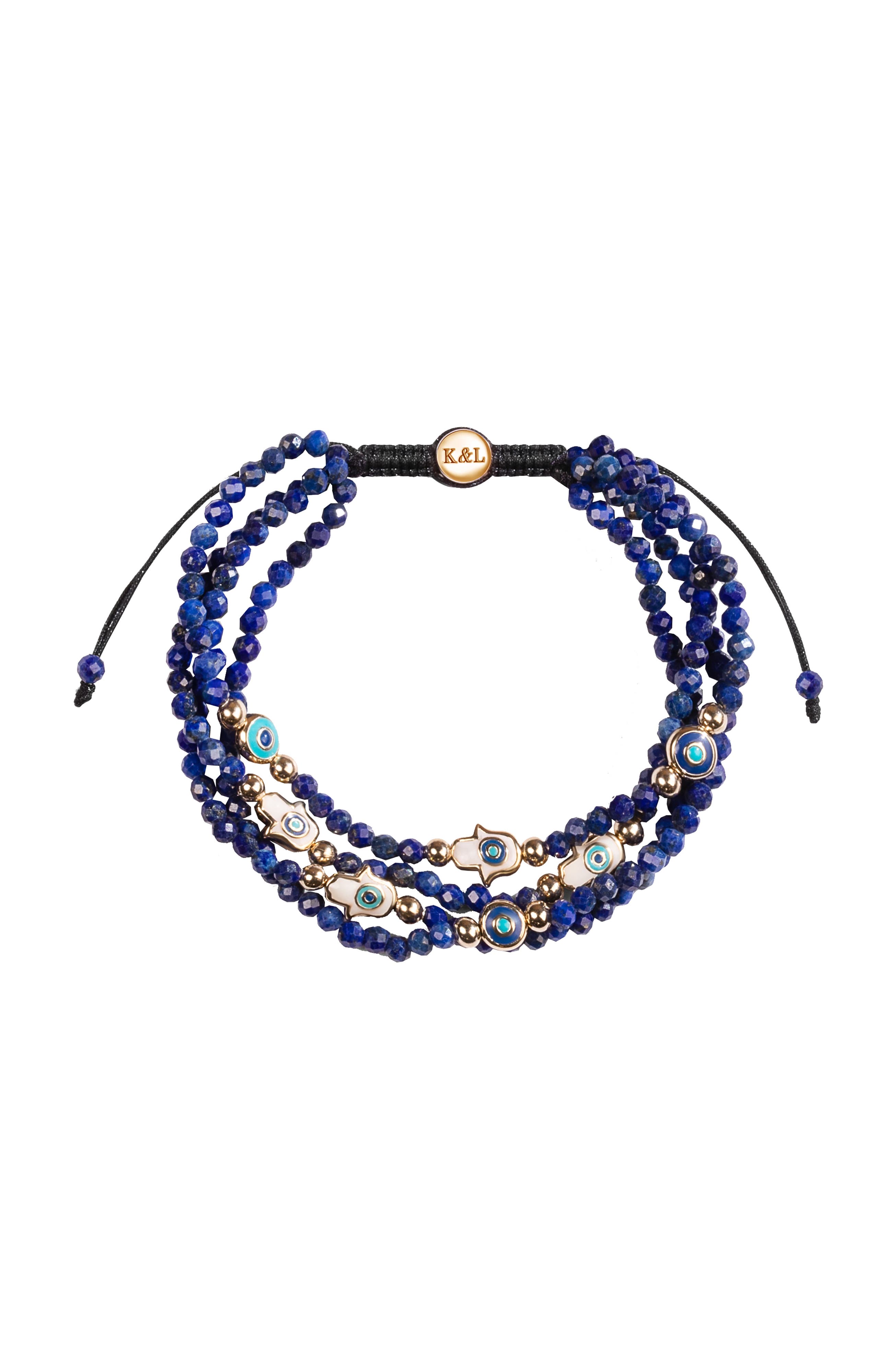 Karma and Luck Wise Belief - Lapis Enamel Evil Eye Hamsa Bracelet ...