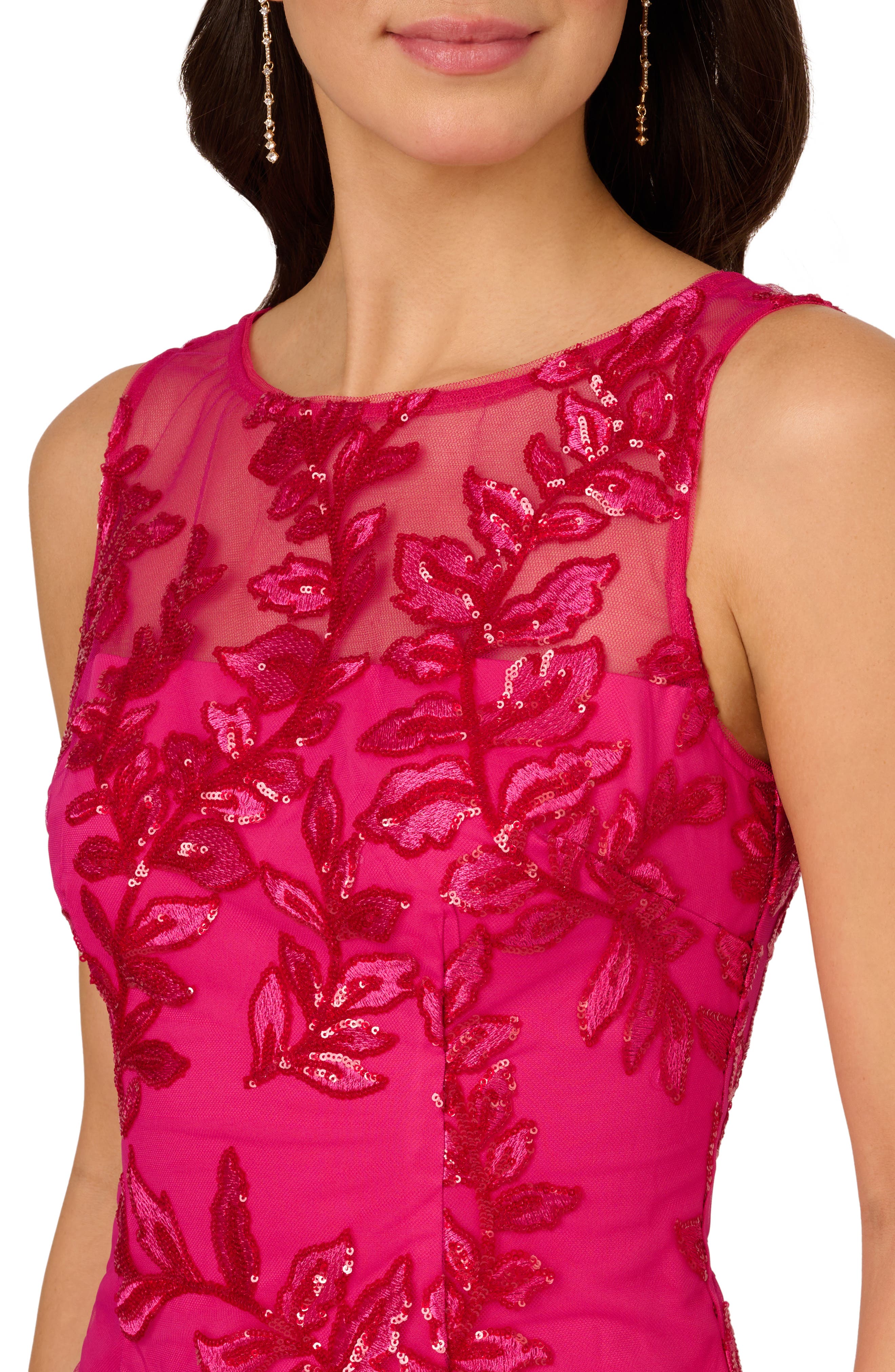 Adrianna Papell Sequin Leaf Sheath Dress (Women) | Nordstrom