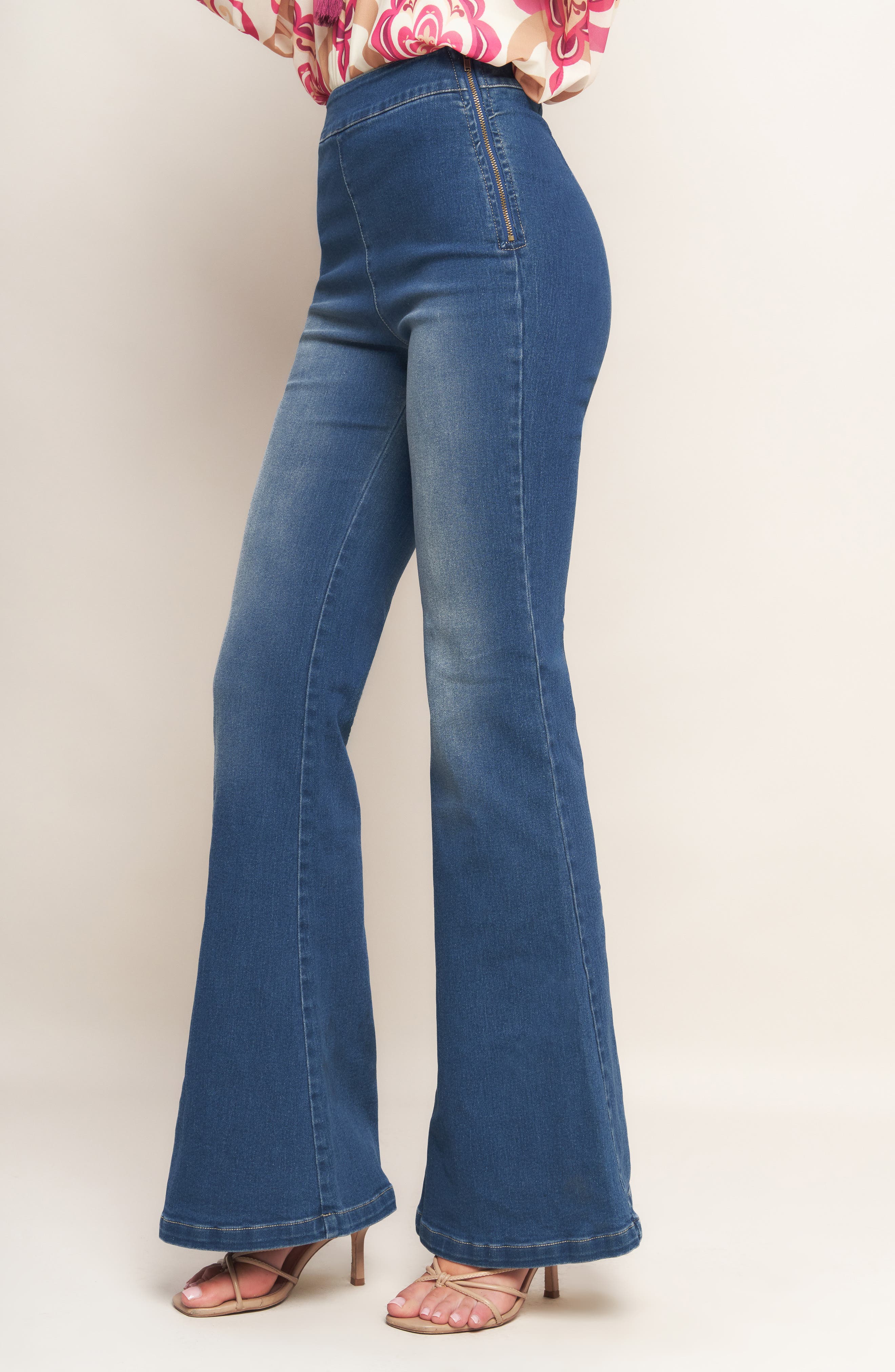 FLYING TOMATO Washed Stretch Denim Flare Pants | Nordstromrack