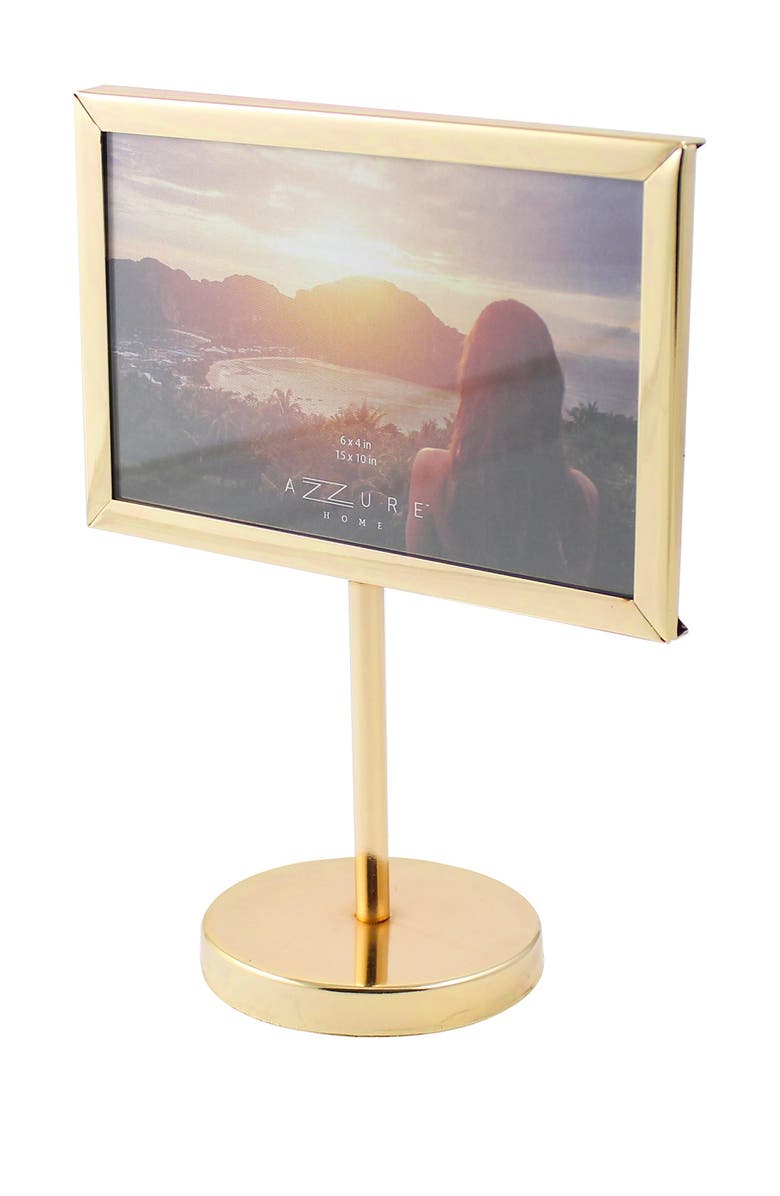 AZZURE HOME Gold 6" x 4" Metal Picture Frame on Metal Pedestal ...