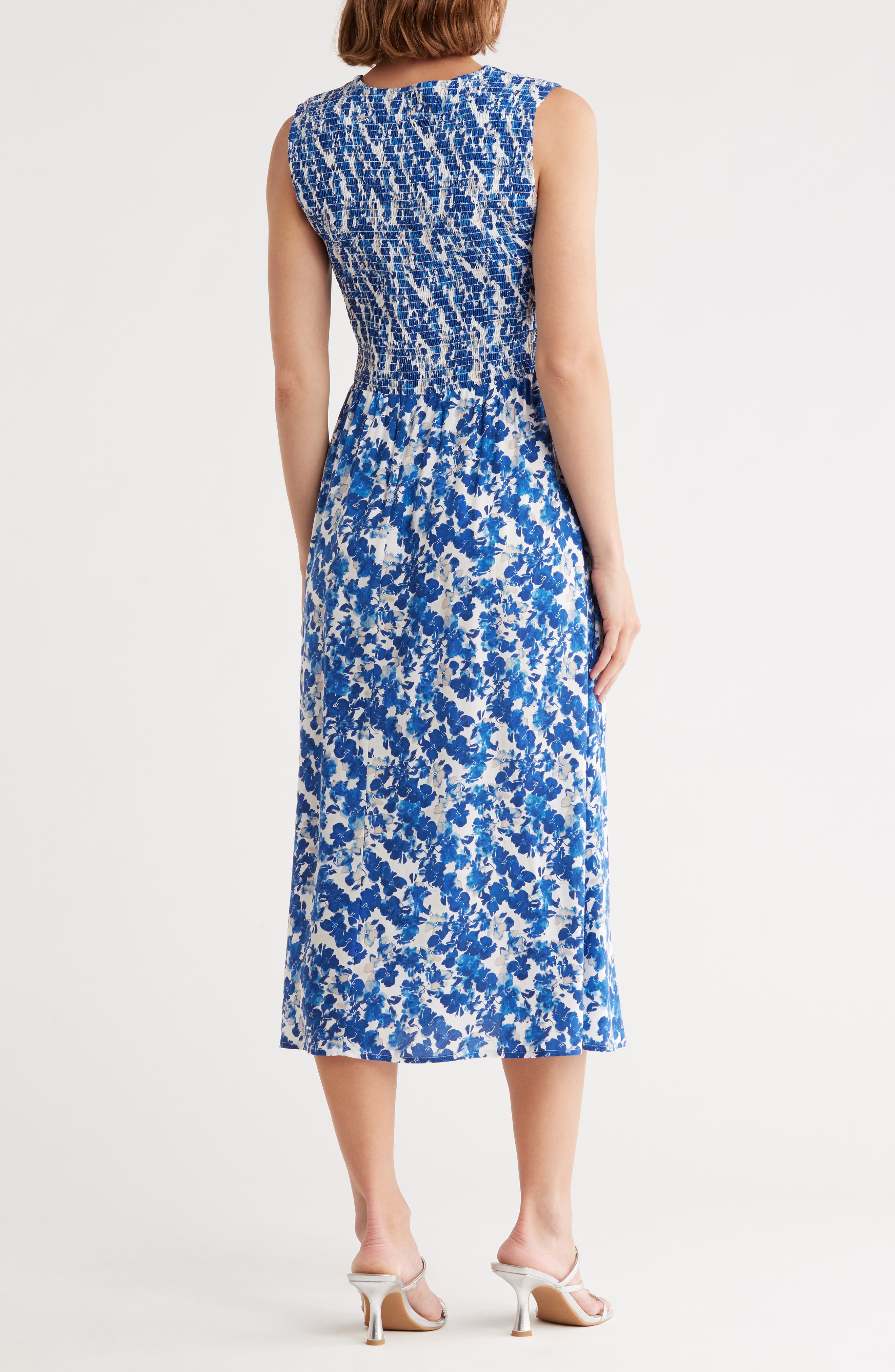 Calvin Klein Floral Smocked Bodice Midi Dress | Nordstromrack